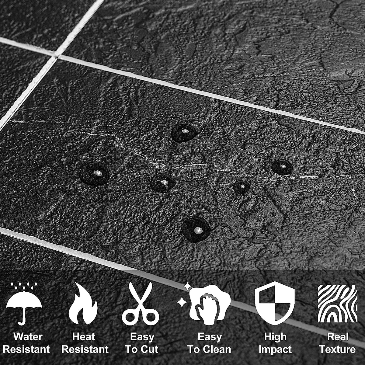 Black Faux Stone Subway PVC Tile With White Faux Grout - Canada ...