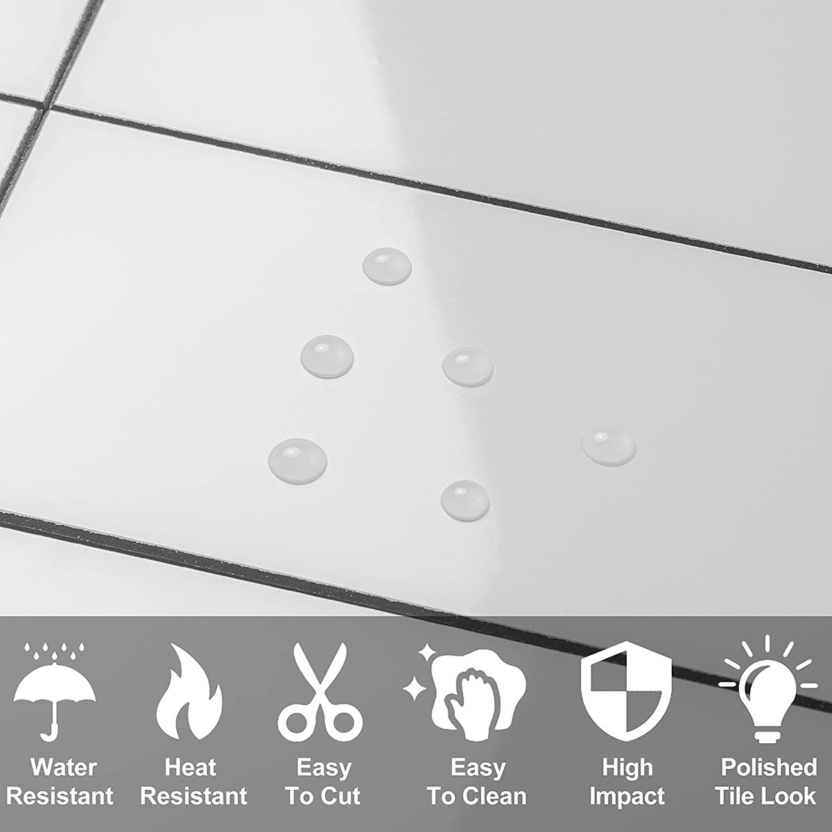 Polished White Ceremic Look PVC Tile With Faux Grout Line – DICOFUN Tiles